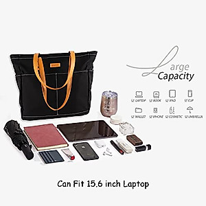 Lamyba Tote Bag for Women, Large Utility Tote Bags with Pockets and Compartments Top Zipper for Teacher Nurse School Work,Grey