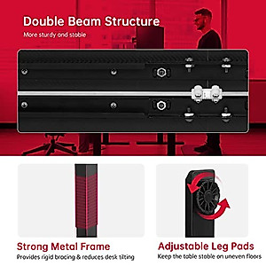 Electric Standing Desk Height Adjustable Computer Desk 55 inches Home Office Gaming Desk Writing Computer Workstation PC Simple Sit-Stand Large Working Area Student Kids Study Desk (Black)