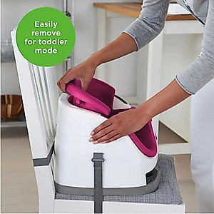 Ingenuity Baby Base 2-in-1 Booster Feeding and Floor Seat with Self-Storing Tray - Pink Flambe