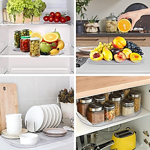 Hmdswa Lazy Susan Turntable Organizer for Refrigerator, 15.75'' Large Fridge Lazy Susan Organizer Rectangle - Clear PET Material | Space-Saving Solution for Easy Access
