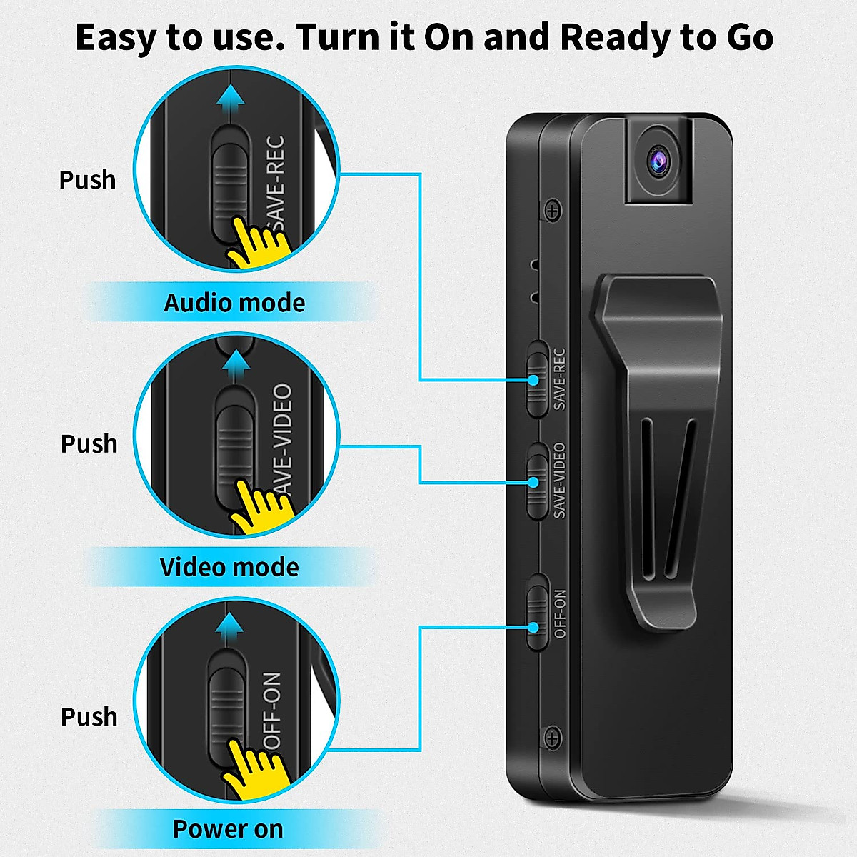 Mini Body Camera,True 1080P Portable Hidden Camera, Personal Pocket Video Camera, Body Cam Small Security Camera with Motion Detection and Night Vision for Office, Security Guard, Home, Bike, Hiking