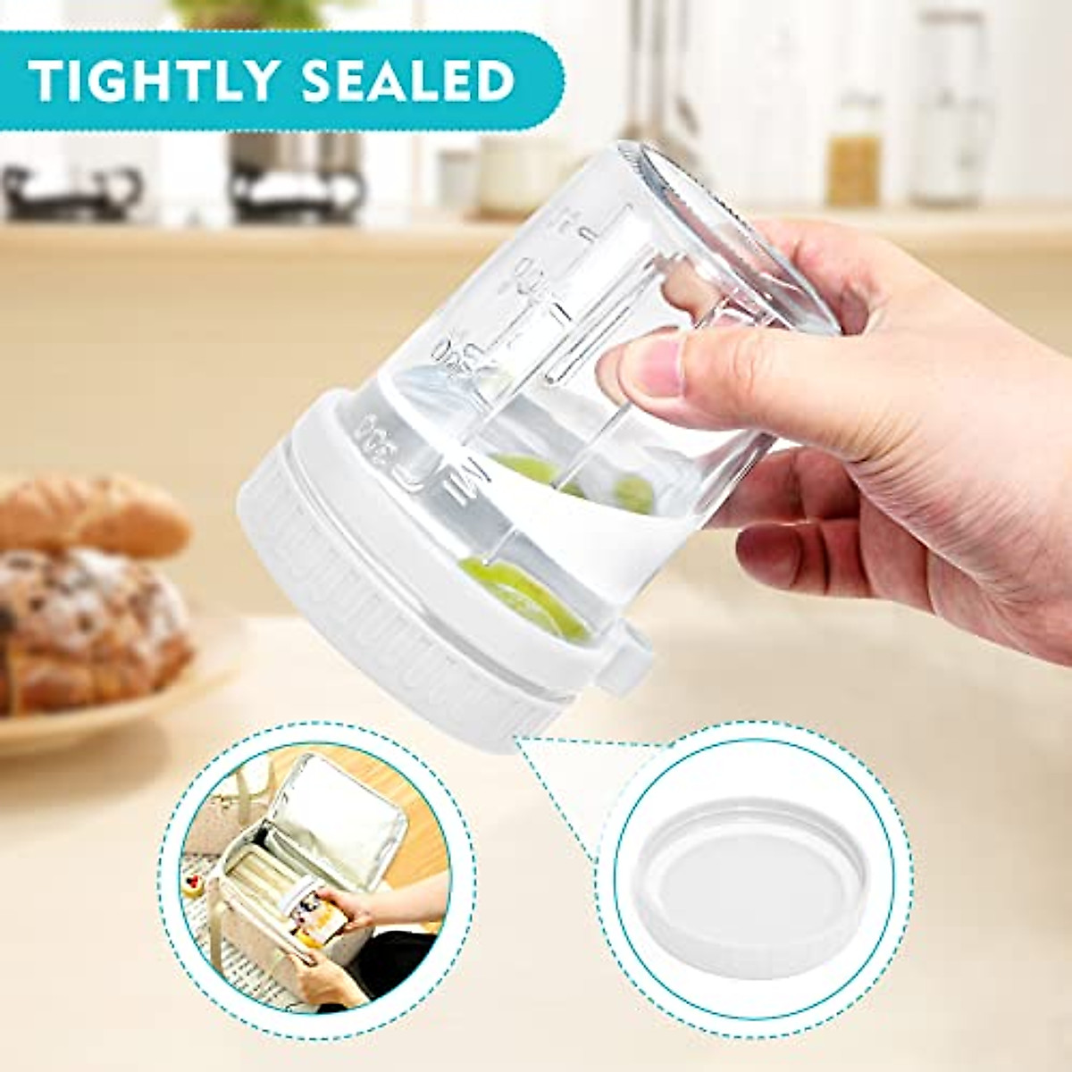 Mason Jars for Overnight Oats: 4 Pack Overnight Oats Containers with Lids and Spoons - 16 oz Glass Food Storage Containers for Milk, Cereal, Fruit - Oatmeal Jars/Canning Jars/Food Jars & Canisters