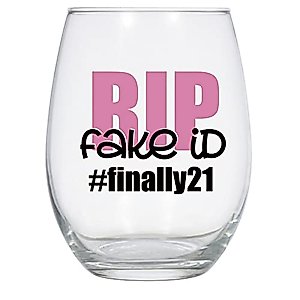 RIP Fake ID Wine Glass, 21 Oz, 21st Birthday, 21, Finally 21, Funny 21st Birthday