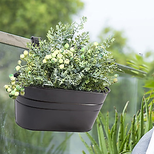 5pcs 5.5"x10.6" Metal Iron Hanging Flower Pots and 5pcs 3.8" Hanging Flower Pots Metal Iron Bucket Planter(Black)