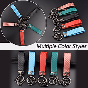 Wedfish Carbon Fiber Car Keychain,Car Key Chain,Car Accessories Key Ring&Anti-Lost,Good Gifts for Loved Ones and Friends (Red)