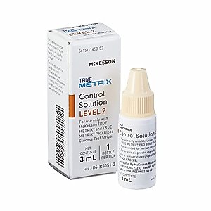 McKesson True METRIX Blood Glucose Testing Control Solution, Level 2, 3 mL Vial, 1 Count