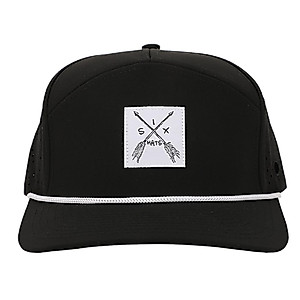 SixHats Arrow Waterproof & Sweat Proof Hat | Available in 3 Sizes | Golf Tee Holder, Black, Medium-Large