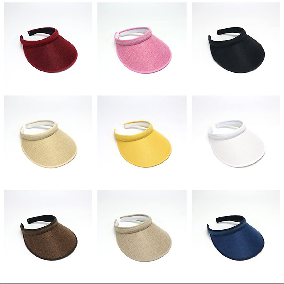 jecvxor Cloth Covered Slip-On Visor for Women, Adjustable Cap Sports Sun Visors for Men, Women's Clip On Golf/Tennis/Running Visor Hat (Black)