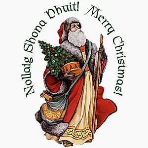 CafePress Santa (Irish & English) Christmas Cards (Pk Of 20) Greeting Card (20-pack), Note Card with Blank Inside, Birthday Card Glossy