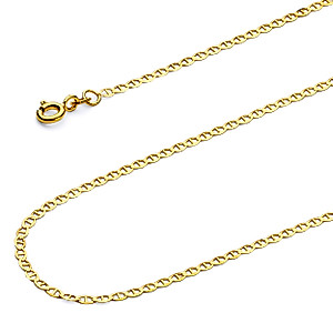 14k REAL Yellow Gold Solid 2mm Flat Mariner Chain Necklace with Spring Ring Clasp - 24"
