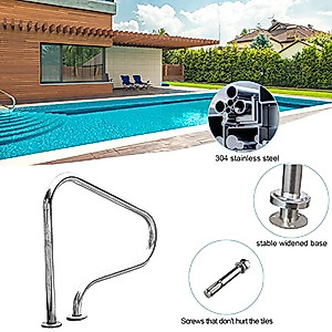 Pool Handrail 31.5 × 31.5 in Swimming Pools Railing,1PCS Stainless Steel Deck to Deck Mounted Pool Transitional Hand Rails - Complete Kit, for Spa Garden Round Pools