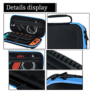 Widfre Carry Case for Nintendo Switch Console & Accessories, Hard Travel Case Compatible with Switch, Portable Carry Case with Handle, Dual Zippers, Bag for Game Storage Accessories