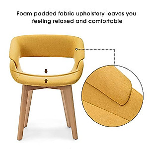 ivinta Modern Dining Room Chair Set of 2 for Kitchen, Mid-Century Upholstered Fabric Accent Chair with Solid Wood Legs