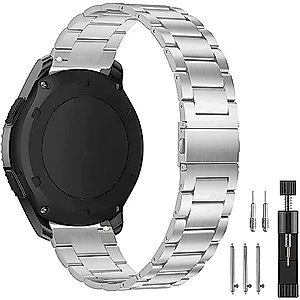 Omter Quick Release Watch Stainless Steel Band 22mm 20mm 18mm,Women Men Wacth Metal Bands Compatible with Samsung Galaxy Watch/Huawei Watch/Amazfit Stratos/Garmin Watch/Asus Zenwatch 2(Silver, 20mm)