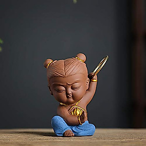 Kingzhuo Collectible Dolls Figurines Nezha Figurine Handcraft Artwork Ceramics Statue Chinese Ancient Legendary Hero Nezha Collectible Figurines Ceramic Ornaments Decoration Adorable Gift (7 x 10 CM)