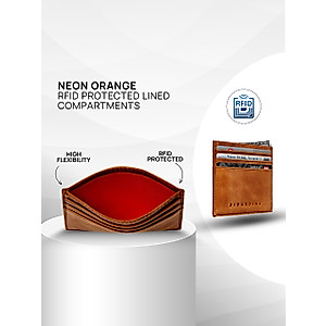 Bigardini Slim Minimalist Leather Card Wallet For Men & Women - RFID Blocking Leather Card Holder Wallets (Brown)