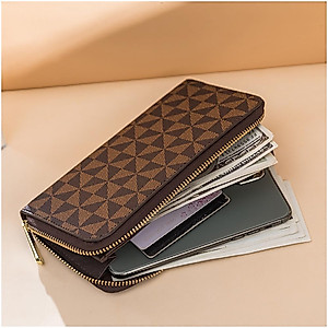 Women's wallet Wristlet Wallets for Women Large capacity travel zipper wallet multi card men's mobile phone change wallet Womans Wallet Ladies Wrist Wallet (Brown)