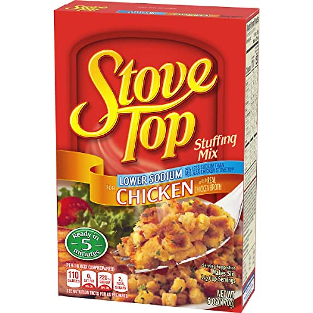 Stove Top Low Sodium Stuffing Mix for Chicken with 25% Less Sodium (6 oz Box)