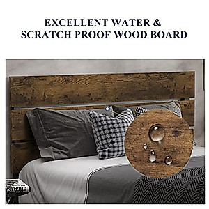 Allewie Queen Size Platform Bed Frame with Wooden headboard and Metal Slats/Rustic Country Style Mattress Foundation/Box Spring Optional/Strong Metal Slats Support/Easy Assembly