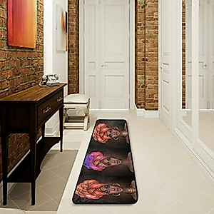 African American Woman Runner Rug Floor Mat Non-Skid Kitchen Rug Soft Area Rug for Bathroom Entryway Hallway Dining Living Room
