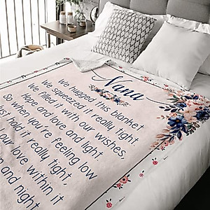 Fastpeace Nana Gifts, Nana Blankets for Nana Grandma Mom Grandmother, Birthday Gifts for Nana from Granddaughter Grandson Grandchildren - Presents Nana Blanket Throw 50x60