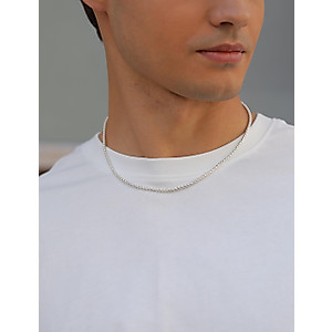 ASDULL 925 Sterling Silver 2mm Silver Box Chain Necklace for Men Silver Link Chain for Women 22 Inches