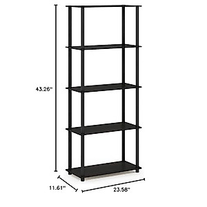 Furinno Turn-N-Tube 4-Tier Multipurpose Shelf Display Rack, Classic Tubes, Columbia Walnut/Black