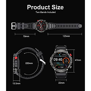 Military Smart Watch Men(Answer/Make Calls),Sport Outdoor Watch with Heart Rate/Blood Oxygen/Blood Pressure/Sleep Monitor,19 Sports Modes,Step Counter,IP67 Waterproof Fitness Tracker for Android iOS
