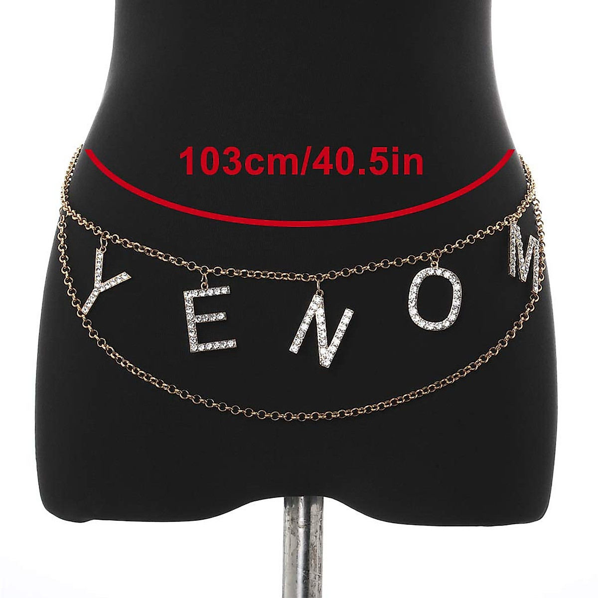 Masiter Rhinestone Waist Chain Belt Crystal Letter Money Belly Body Chain Party Body Jewelry Accessories for Women and Girls