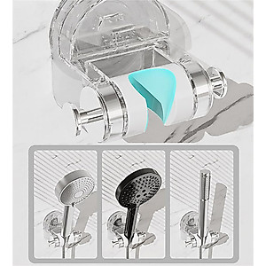 Mikylay Integrated Suction Cup Shower Rack - Adjustable Wall Mounting Shower Holder - Removable Suction Cup Shower Rack No Punching (Silver)