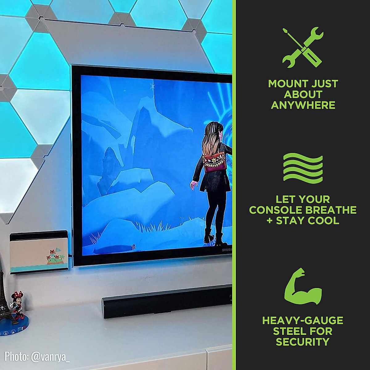 HIDEit Mounts Switch Wall Mount - American Company, Steel Mount for Nintendo Switch and Nintendo Switch OLED to Safely Store Your Switch Console