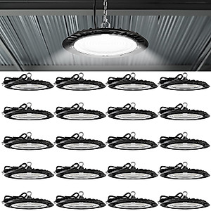 Sunco 20 Pack UFO LED High Bay Light, Plug & Play Lighting for Warehouse, 5000K Daylight, 150W, Power Cord Included, 19500 LM, 120VAC, IP65 Waterproof Shatterproof Fixture - UL Listed