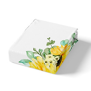 Sunflower Duvet Cover queen, Buffalo Check Bedding Set, Farmhouse Plaid Grid Yellow Floral Wild Botanical Black White Stripe Comforter Cover, Summer Rustic Garden Plants Room Decor Quilt Cover