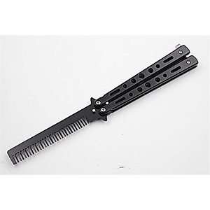 AZZORI Stainless Steel Silver Practice Butterfly In Knife Trainer Training Folding Knife Dull Tool Outdoor Camping Butterfly Knife Comb