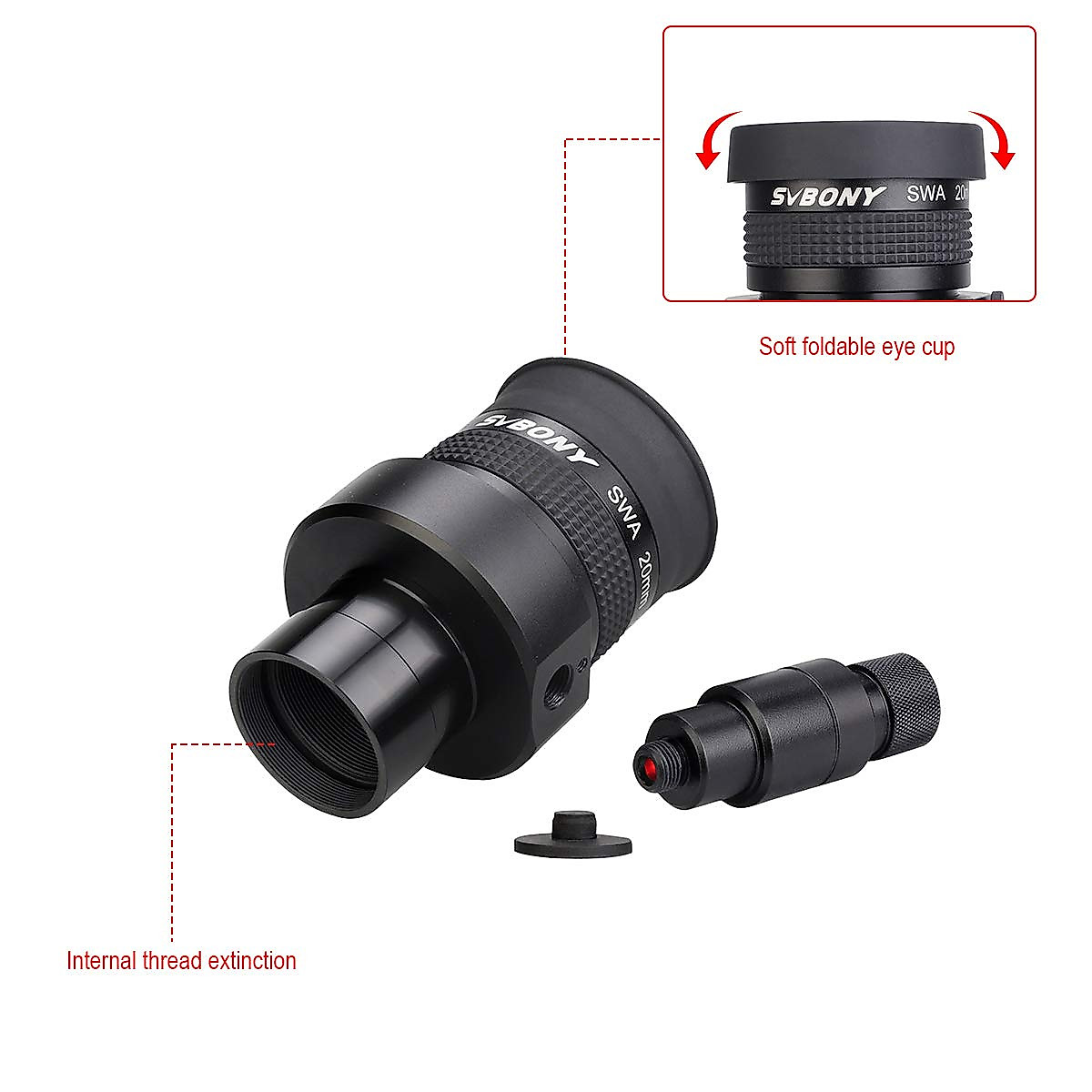 SVBONY SV152 Reticle Eyepiece 1.25 Inch Crosshair Eyepiece 20mm Illuminated Centering Telescope Eyepiece SWA 70 Degree Adjustable Telescope Accessory for Perfectly Guided Star Astrophotography