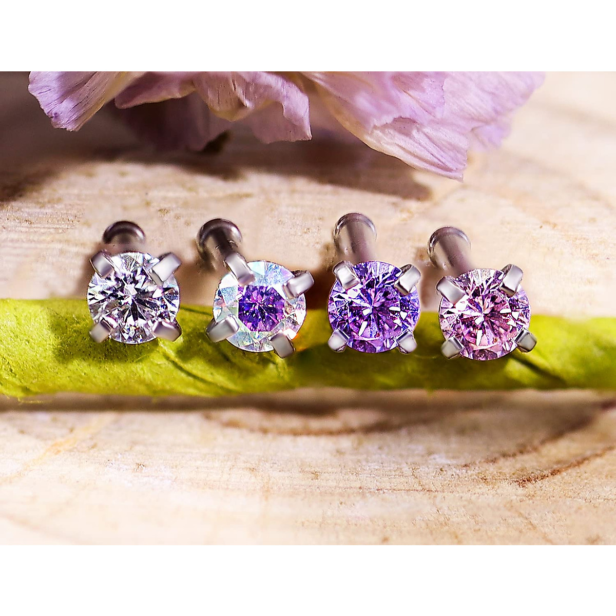 Kridzisw 20G Nose Rings Studs for Women 316L Stainless Surgical Steel Diamond Hypoallergenic Straight Opal Stud Nose Nostril Ring Pin Bone Hoop Body Piercing Jewelry Pack for Women Men CZ Silver 2mm