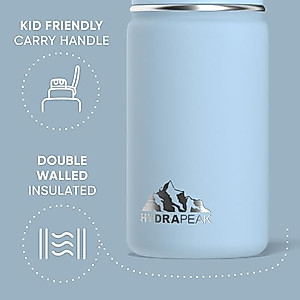 Hydrapeak Mini 14oz Water Bottle with Straw Lid, Stainless Steel Double Wall Insulated Water Bottle | Leak-Proof and Spill-Proof Water Bottle, 24 Hours Cold (Cloud)