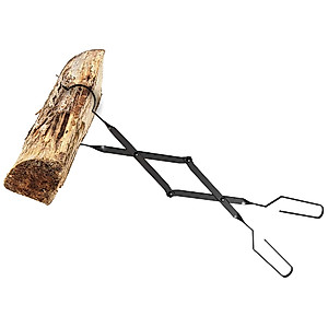 Kingson Arc Design Fireplace Tools, 26'' Firewood Tongs Log Grabber With Handcrafted Wrought Iron For Indoor Fireplace/Outdoor Fire Pit Campfire-Black