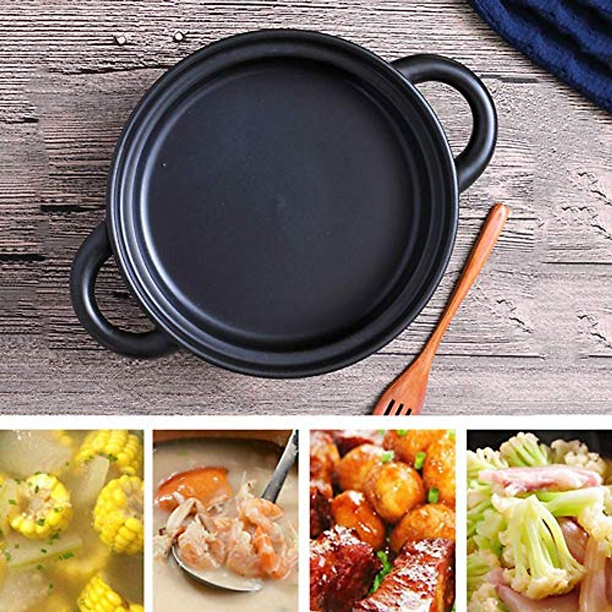 ZYF Casserole Dish Tagine Pot Cookware, 20Cm Cooking Tagine Pot Casserole Pots with Lids Medium Simple Cooking Tagine Lead Free Cold and Heat Resistant