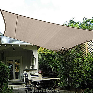 TANG Sun Shades Depot 12' x 12' Square Waterproof Knitted Shade Sail Curved Edge Beige 260 GSM U*V Block Shade Fabric Pergola Carport Canopy Replacement Awning Customize Available
