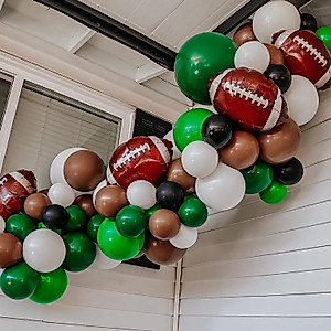Football Party Balloon Garland Kit,119 Pcs Black White Green Balloons Arch with Football Shaped Mylar Foil Balloons for Kids Boys Teenagers Sport Theme Birthday Super Sunday Touchdown Party Decoration