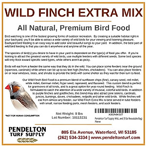 Pendelton Turf Supply Wild Finch Mix Extra | All-Natural, Premium Bird Seed (9 lbs Resealable Bag)