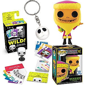 King NBX Exclusive Nightmare Before Christmas Jack Figure Character Bundled with Halloweentown Black Light Santa Skellington + Something Wild Card Game + 3D Icon Hanger Master of Fright 3 Items