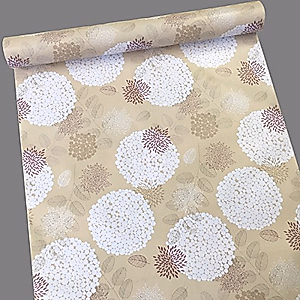 Yifely Peel & Stick Drawer Liner Removable Tabletop Protect Paper for Covering Apartment Old Cabinets Shelves, White Bouquet, 17.7 Inch by 9.8 Feet