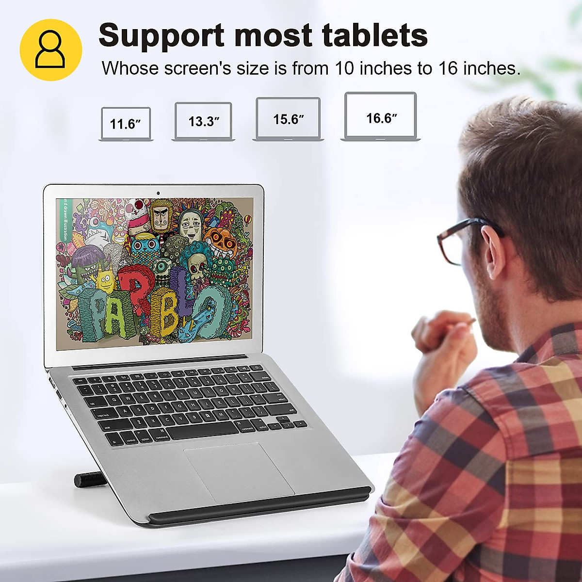 Parblo PR 100 Drawing Tablet Stand,Stable,Adjustable for 10 to 16 Inches Digital Graphics Drawing Monitors Art Tablets Laptops, Compatible with Laptop,iPad Pro,MacBook,Wacom Cintiq 16