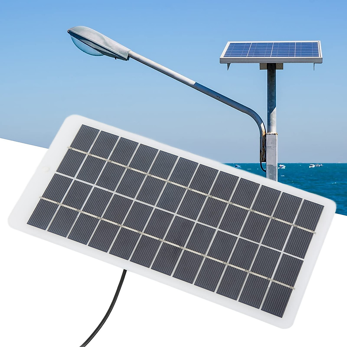 Solar Panel, 5W 12V Portable High Efficiency Solar Module Polycrystalline Solar Power Panel with DC Interface, Energy Saving Solar Charger Panel for Emergency Lights, Small Solar Energy Systems