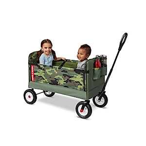 Radio Flyer 3-in-1 Camo Folding Wagon for Kids, Garden, & Cargo, Green Collapsible Wagon