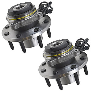 TRQ Front Wheel Hub & Bearing Pair for Super Duty Pickup Truck 4x4 4WD w/ABS
