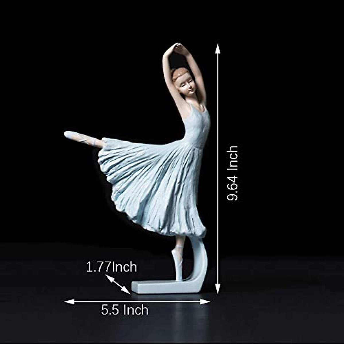 PINK FOREST Ballerina Girl Figurines Ballet Dancer Statue Art Sculpture Figure Resin Home Decoration Desk Ornament, Statuette for Your Desk/Bookshelf/Dinning Table (Blue)