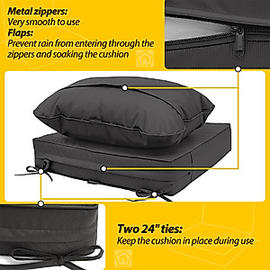 AAAAAcessories Outdoor Deep Seat Cushions 24 x 24 x 5 Inch, Waterproof Replacement Chair Cushions for Patio Furniture, Charcoal Gray